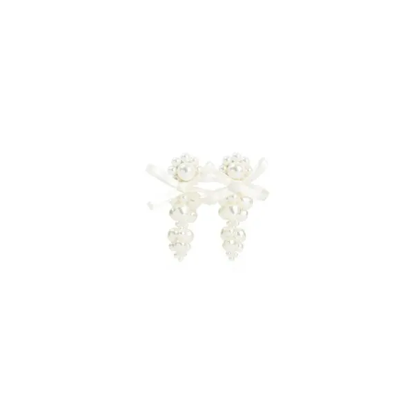 Simone Rocha Petit Bow Detail Cluster Earrings - White