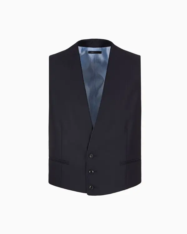 Giorgio Armani Single-breasted Micro Gingham Waistcoat - Navy_blue