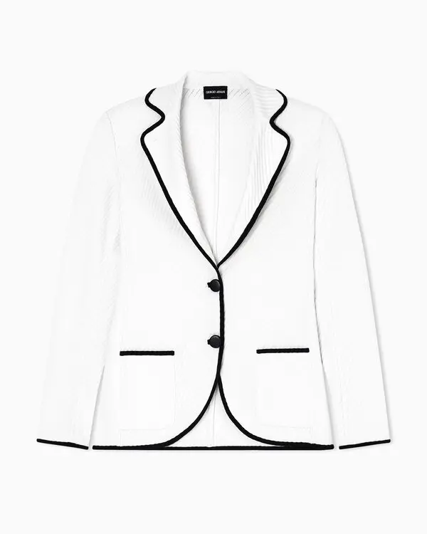 Giorgio Armani Single-breasted Silk-jersey Jacket - White