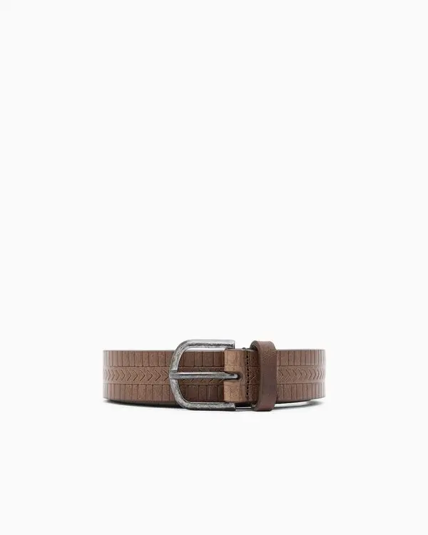Giorgio Armani Embellished Leather Belt - Grey