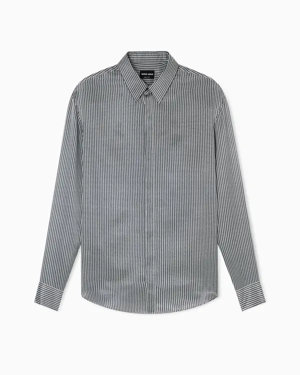 Giorgio Armani Shirt In Printed Silk Satin