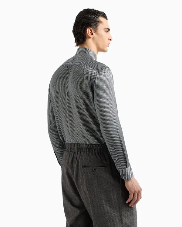 Giorgio Armani Shirt In Printed Silk Satin