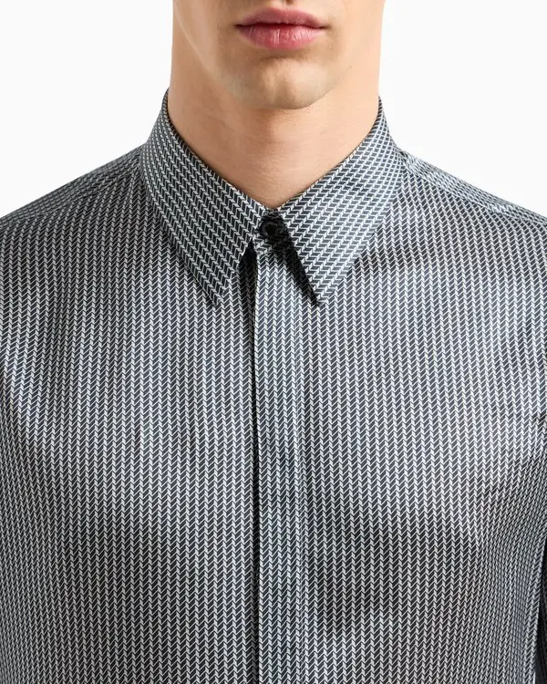 Giorgio Armani Shirt In Printed Silk Satin
