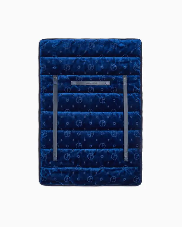 Giorgio Armani Poldo X Travel Mat In Monogram Jacquard Velvet - Blue