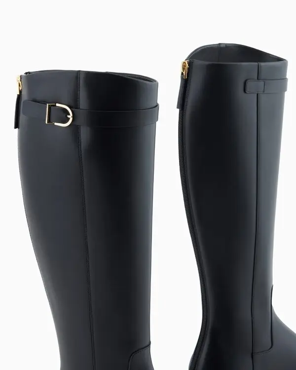 Giorgio Armani Smooth Leather High Boots - Black