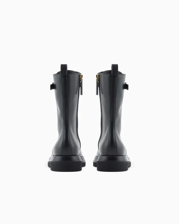 Giorgio Armani Smooth Leather Combat Boots