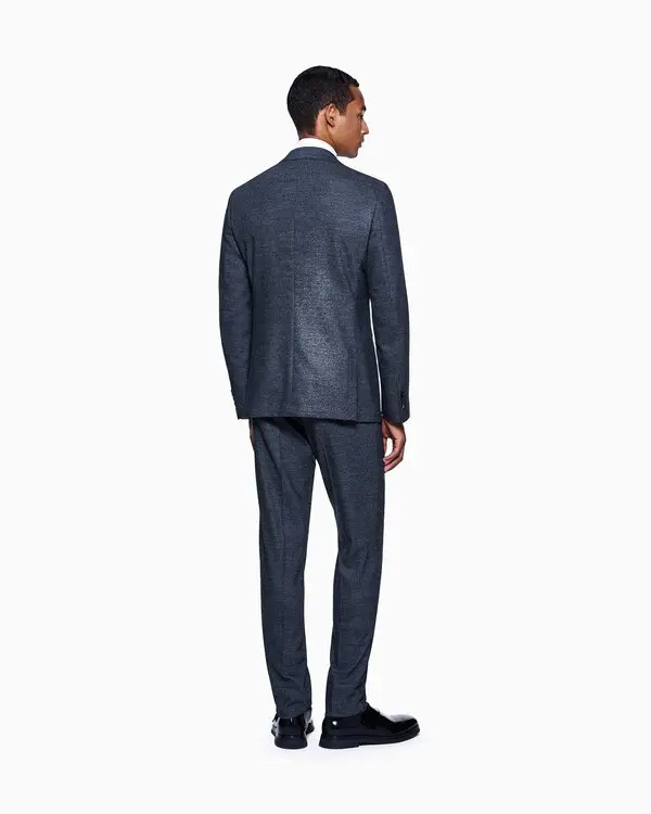 Giorgio Armani Napoli Line Double-breasted Suit In Denim-effect Virgin Wool And Cashmere