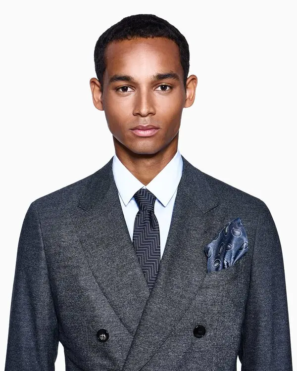 Giorgio Armani Napoli Line Double-breasted Suit In Denim-effect Virgin Wool And Cashmere