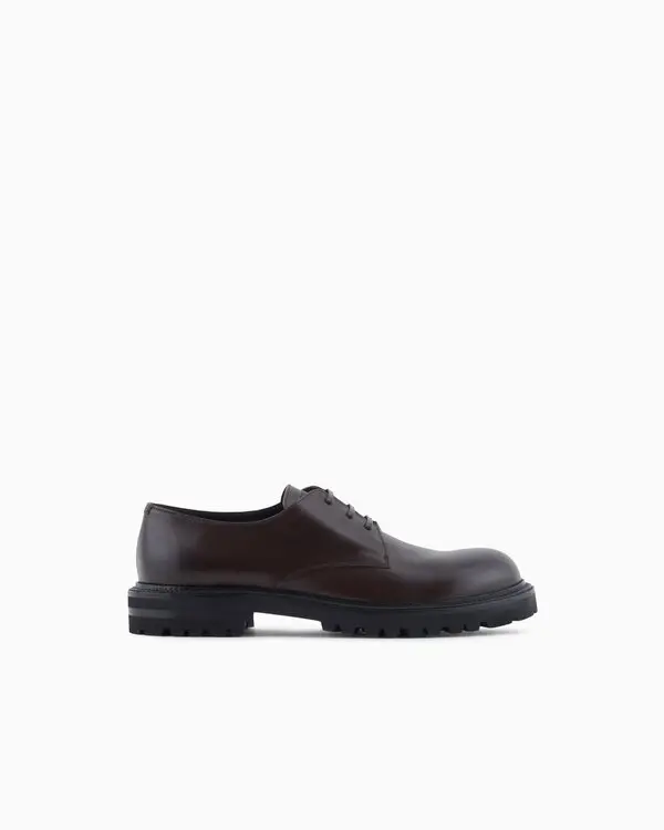 Giorgio Armani Nappa Calfskin Derby Shoes - Brown