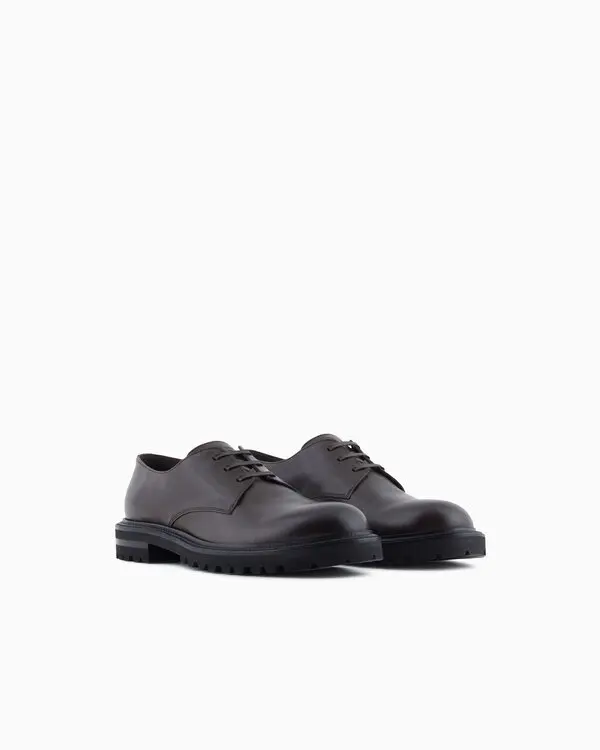 Giorgio Armani Nappa Calfskin Derby Shoes - Brown