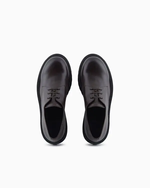 Giorgio Armani Nappa Calfskin Derby Shoes - Brown