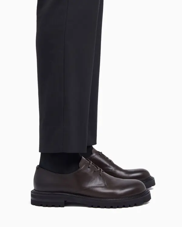 Giorgio Armani Nappa Calfskin Derby Shoes - Brown