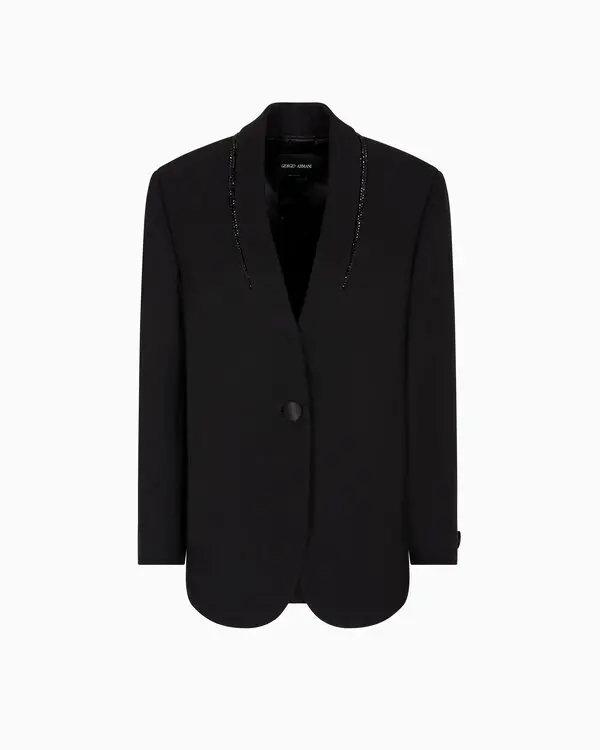 Giorgio Armani Silk Single-breasted Jacket With Rhinestone Embroidery