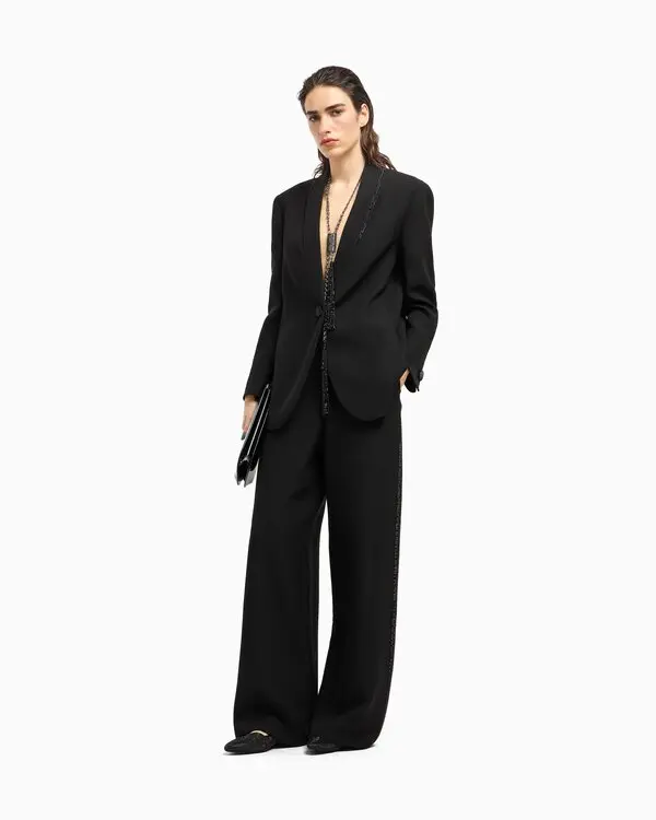 Giorgio Armani Silk Single-breasted Jacket With Rhinestone Embroidery