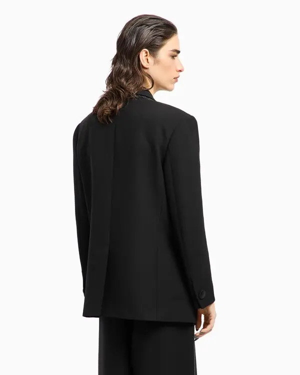 Giorgio Armani Silk Single-breasted Jacket With Rhinestone Embroidery