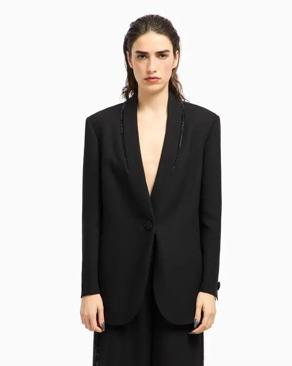 Giorgio Armani Silk Single-breasted Jacket With Rhinestone Embroidery
