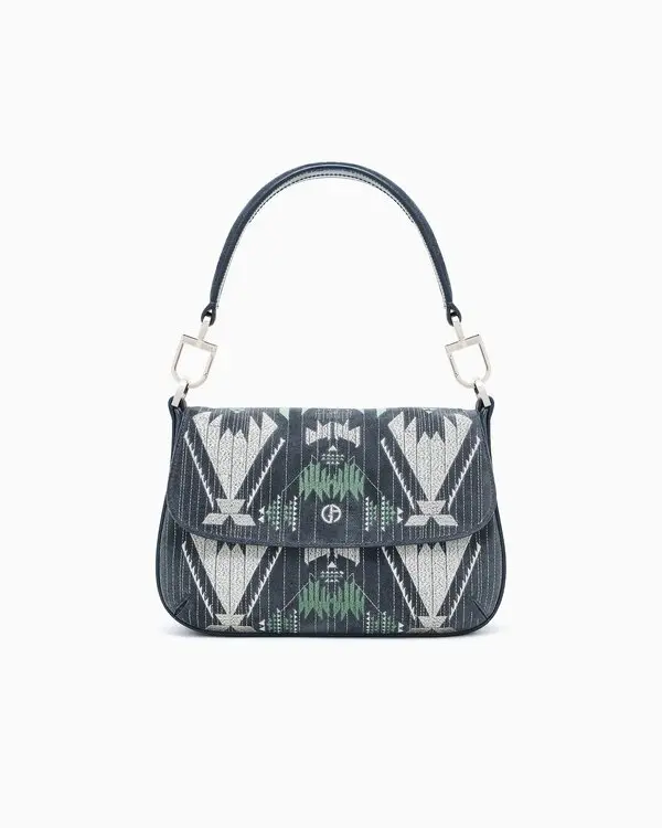 Giorgio Armani Small La Prima Soft Embroidered Suede Bag