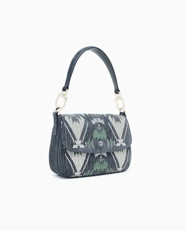 Giorgio Armani Small La Prima Soft Embroidered Suede Bag