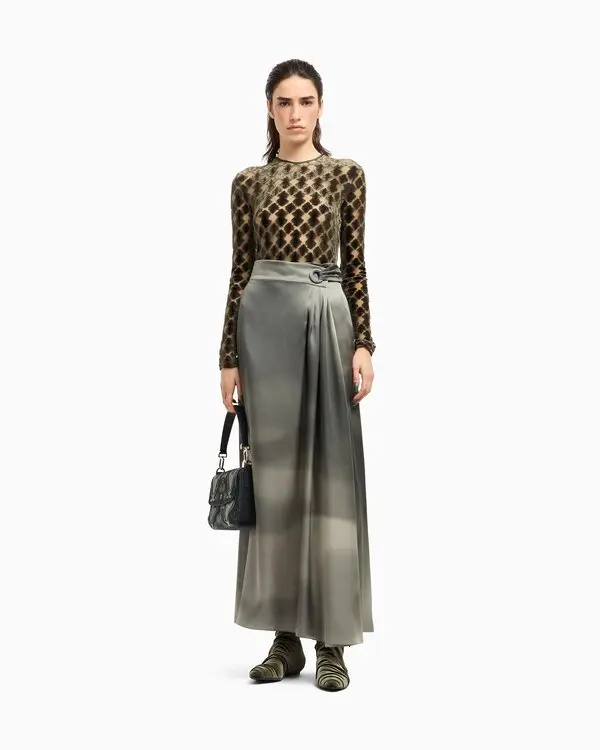 Giorgio Armani Small La Prima Soft Embroidered Suede Bag