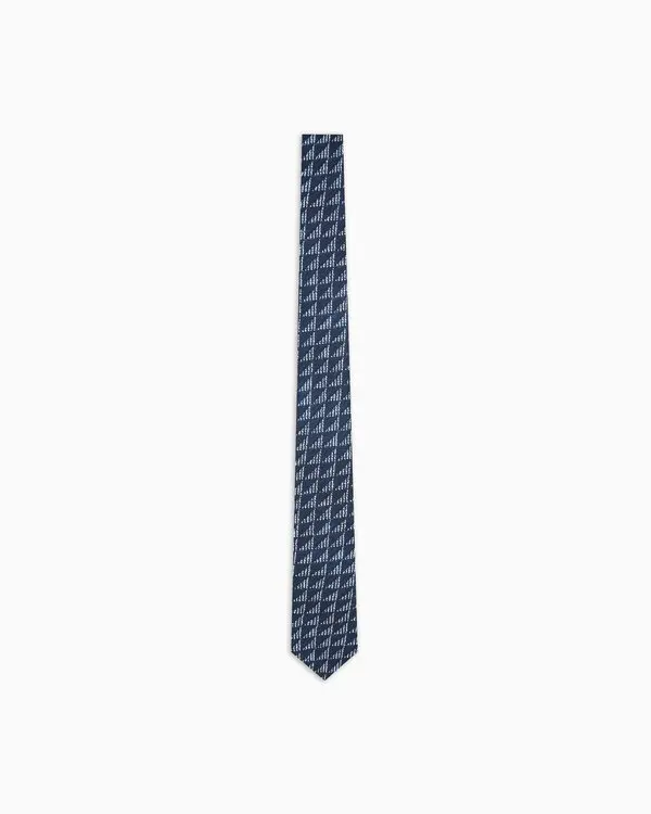 Giorgio Armani Printed Silk Neck Tie - Blue
