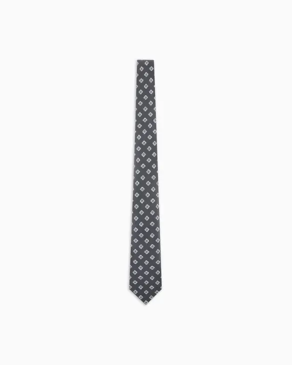 Giorgio Armani Printed Silk Neck Tie - Grey