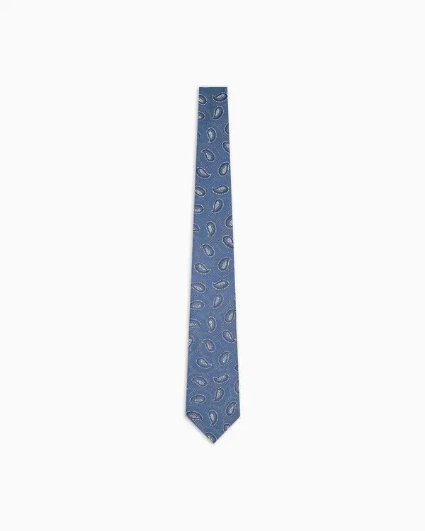 Giorgio Armani Paisley Jacquard Silk Tie - Blue