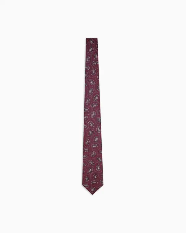 Giorgio Armani Paisley Jacquard Silk Tie - Red