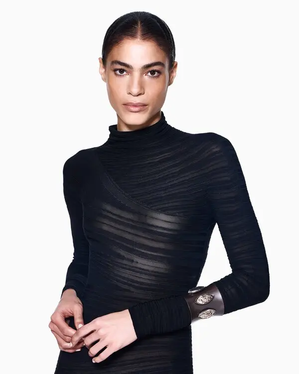 Giorgio Armani Viscose And Virgin Wool Jersey Midi Dress
