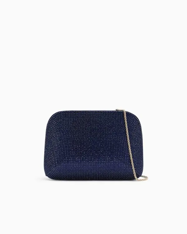 Giorgio Armani La Prima Satin And Rhinestone Clutch - Blue