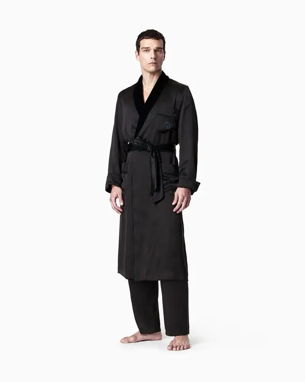 Giorgio Armani Monogrammed Silk Dressing Gown
