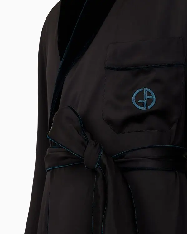 Giorgio Armani Monogrammed Silk Dressing Gown