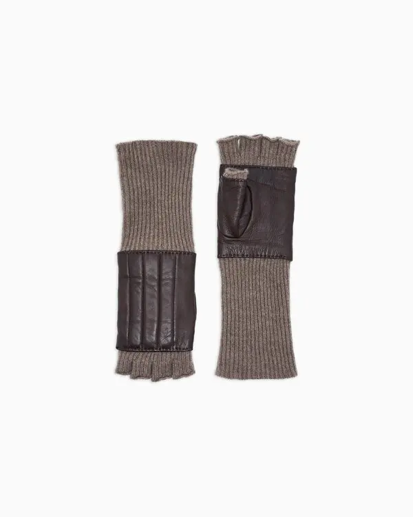 Giorgio Armani Cashmere And Nappa Leather Gloves - Brown