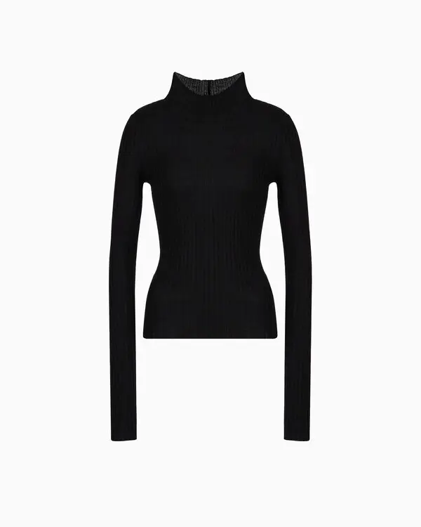 Giorgio Armani Neve Ribbed Cashmere Mock-neck Jumper - Black