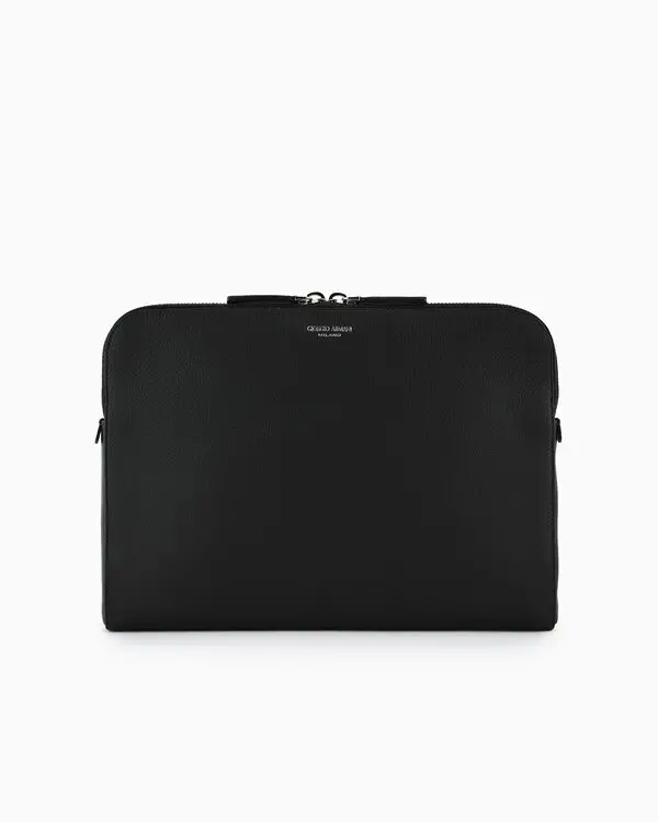 Giorgio Armani Leather Document Holder - Black