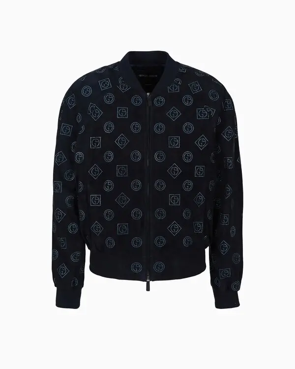 Giorgio Armani Suede Blouson With Rhinestone Monogram