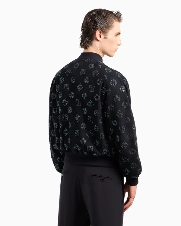 Giorgio Armani Suede Blouson With Rhinestone Monogram