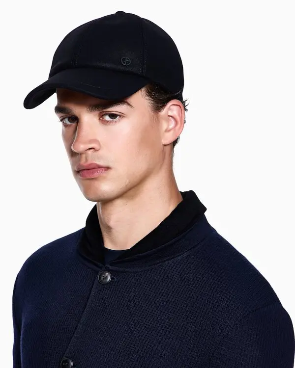 Giorgio Armani Virgin Wool And Cashmere Baseball Cap - Black