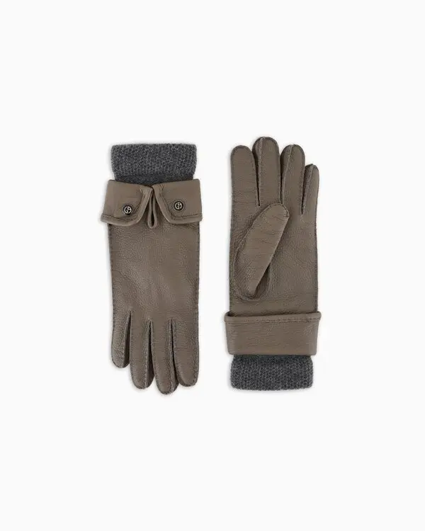 Giorgio Armani Deerskin Leather Gloves - Grey