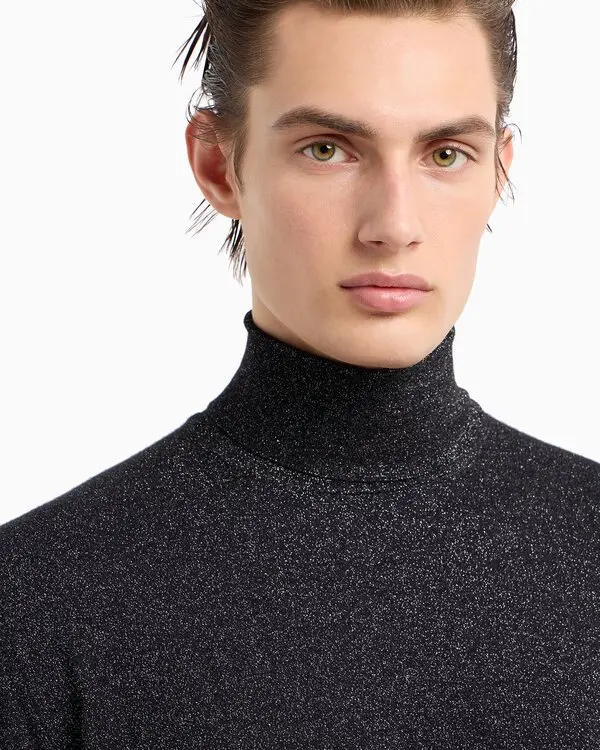 Giorgio Armani Rollneck Jumper In Cashmere, Silk And Lurex - Patterned