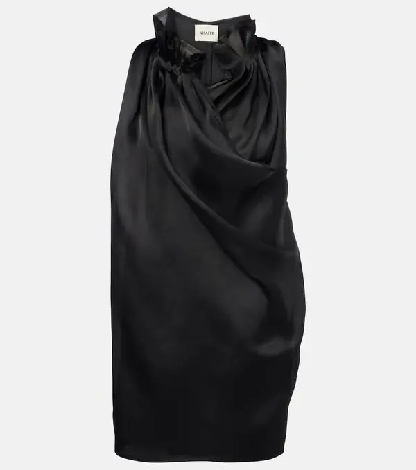 Khaite Meegan Draped Silk Top - Black