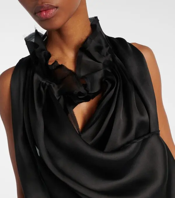 Khaite Meegan Draped Silk Top - Black