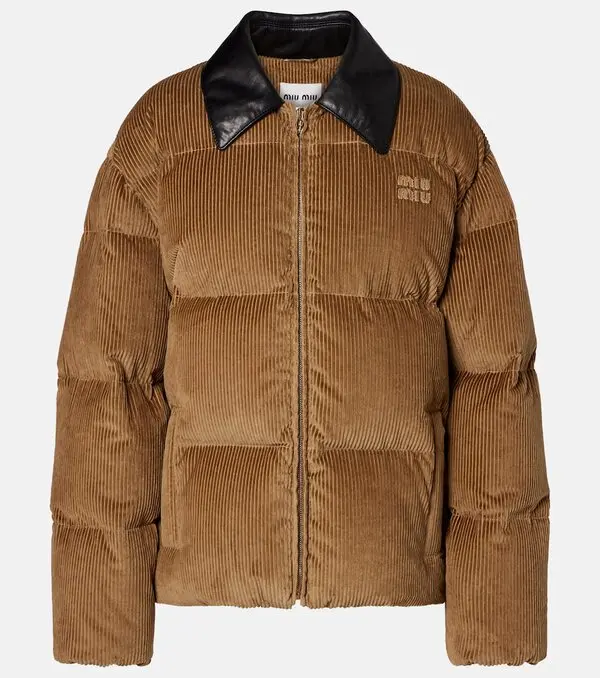 Miu Miu Cotton Corduroy Down Jacket - Brown
