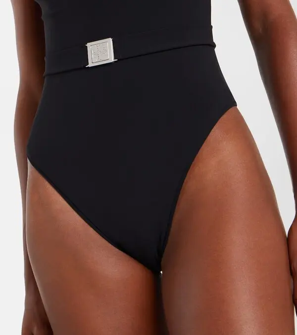 Tory Burch Double T Belted One-piece Swimsuit - Black