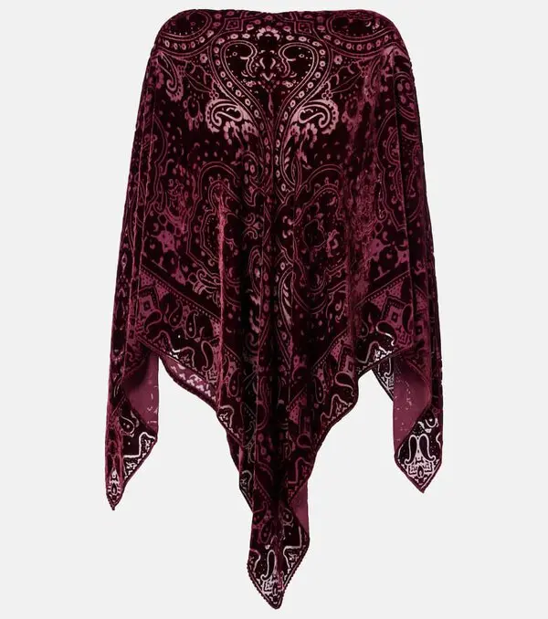 Etro Paisley Silk-blend Velvet Poncho - Burgundy