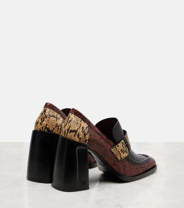 JIMMY CHOO Tylor 95 Snake-effect Leather Loafer Pumps
