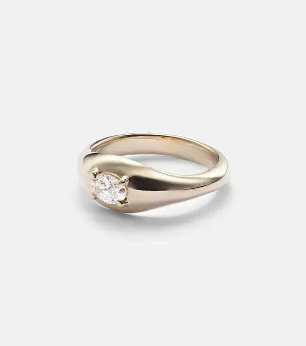 STONE AND STRAND Essential Diamond Pinky Ring - Gold
