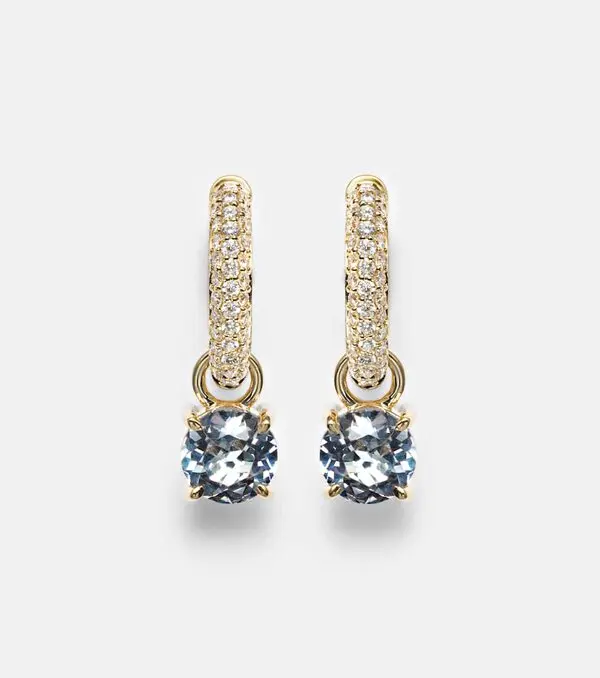 STONE AND STRAND 14kt Yellow Huggie Earrings With Spinel And Diamonds - Gold