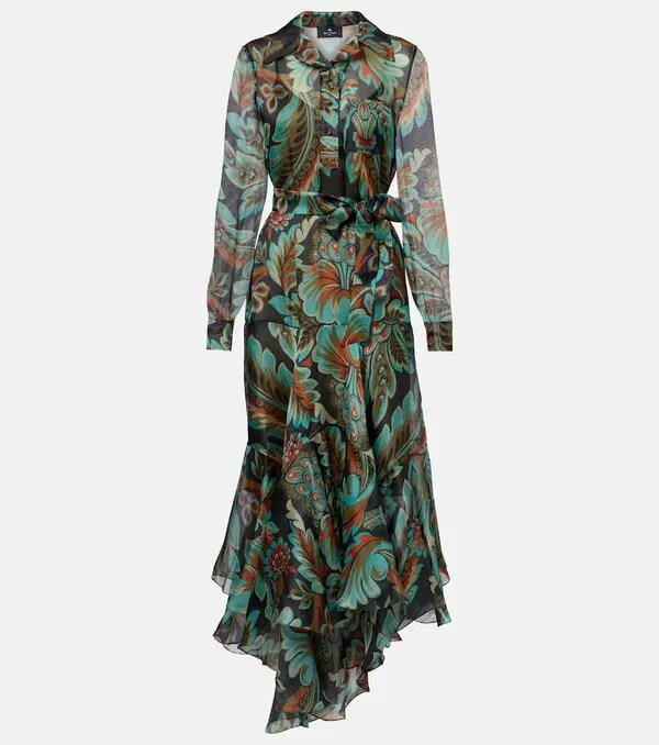 Etro Paisley Fringed Silk Gown