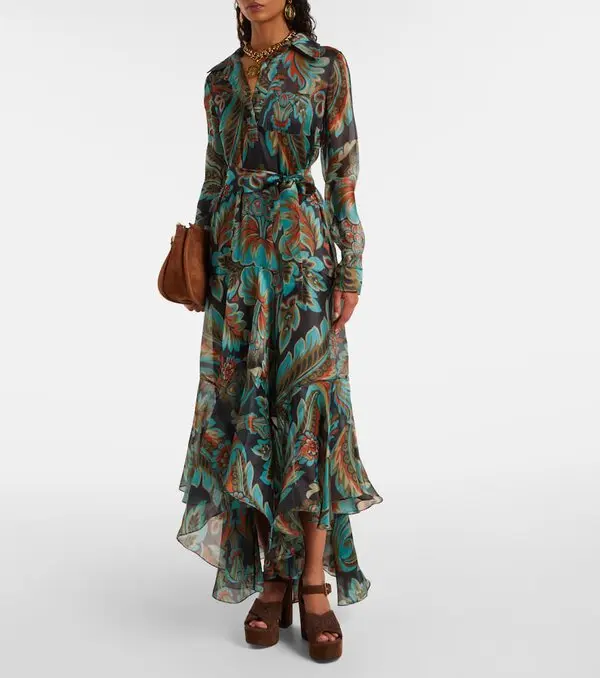 Etro Paisley Fringed Silk Gown