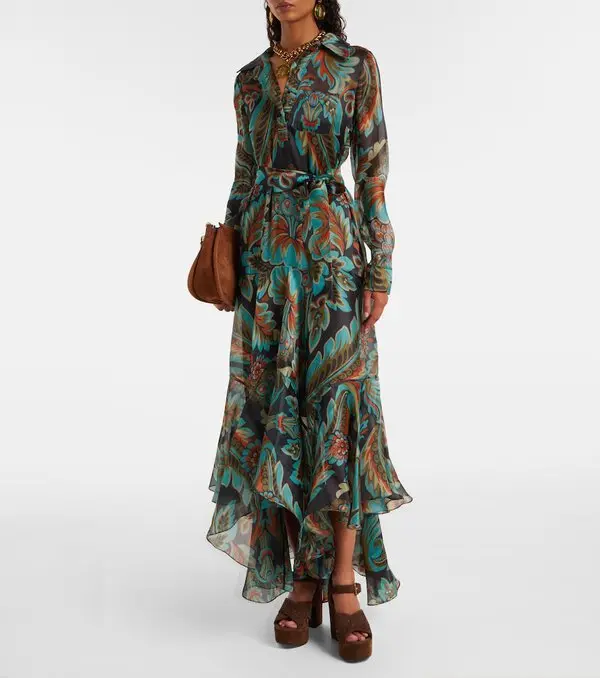 Etro Paisley Fringed Silk Gown